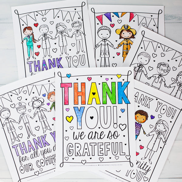 thank you card coloring page free