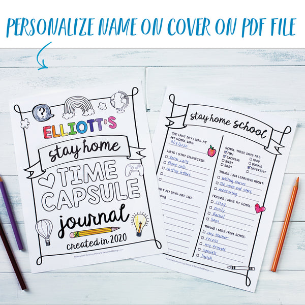 Kid's Stay Home Quarantine Journal | PDF Download | 8.5x11" Final Size ...